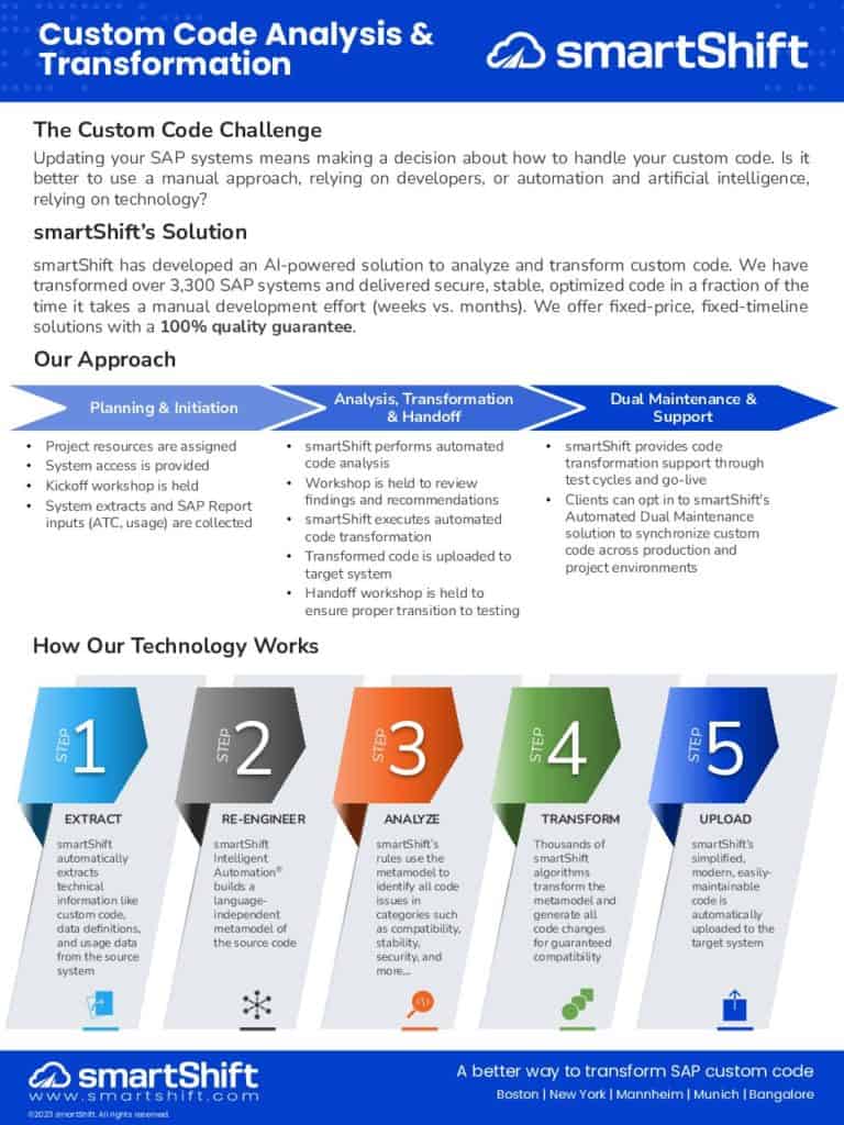 Custom Code Management, Analysis & Transformation Brochure